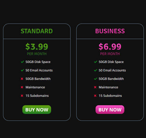 Pricing Table Style 317