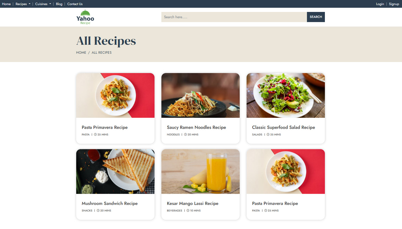 Recipe Management Project in Laravel