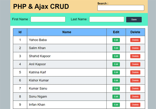 Basic PHP & Ajax CRUD Application